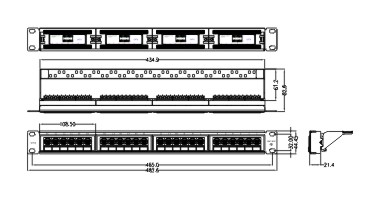 UTP Cat.5e Patch Panel 24Port 110IDC with back bar Copper System Patch ...